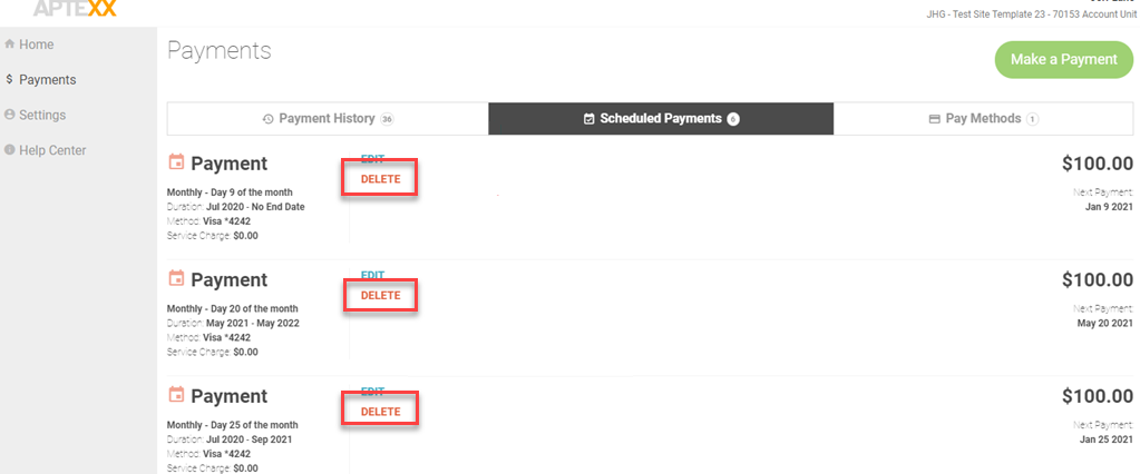 Resident- Modify a Scheduled Payment