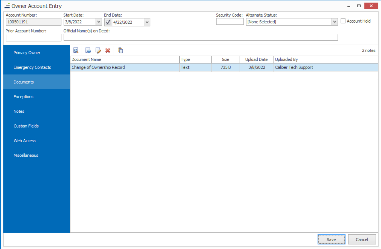 Change of Owner Wizard