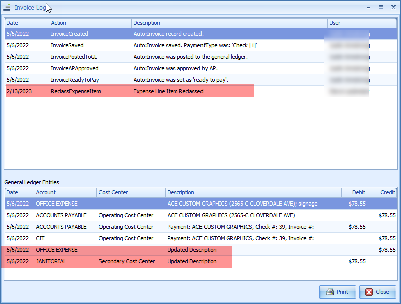Reclassifying an Expense on a Paid Invoice