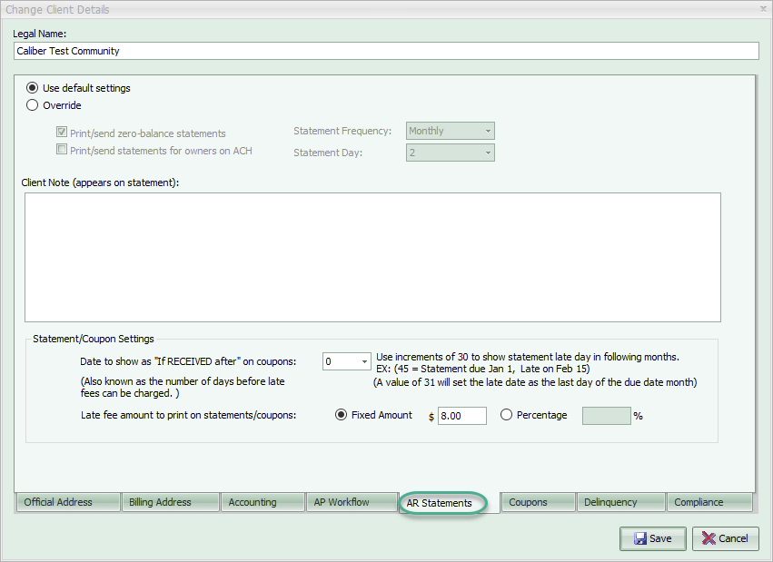 Statement and Coupon Setup