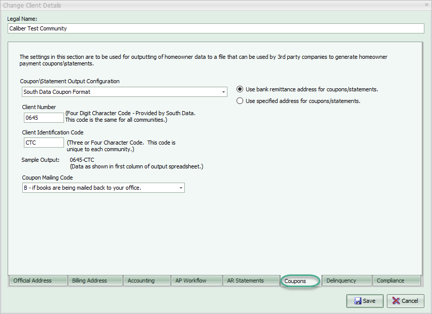 Statement and Coupon Setup