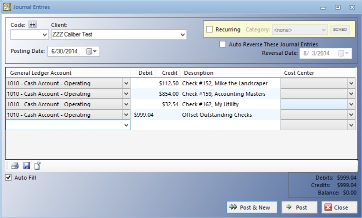 Balances Forward into Caliber