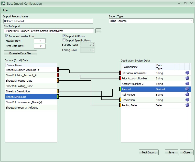 Importing Balances into Caliber