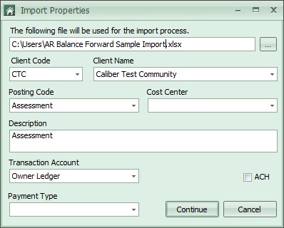 Importing Balances into Caliber
