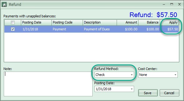 Issuing a Refund on an Owners Account