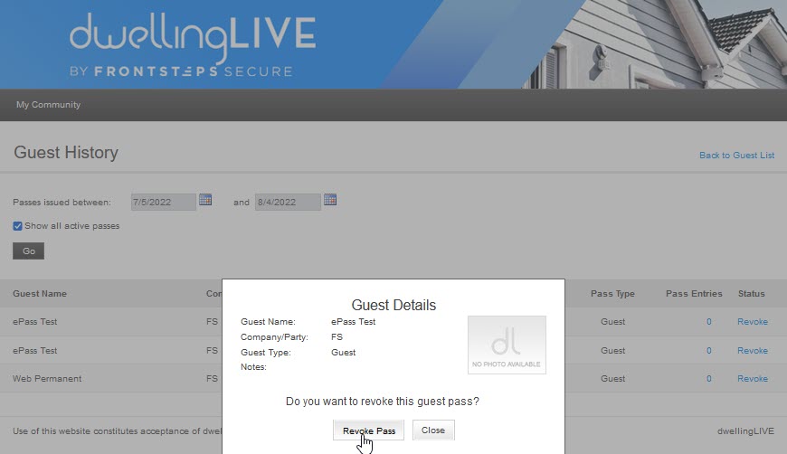 Resident- Revoke Guest Passes