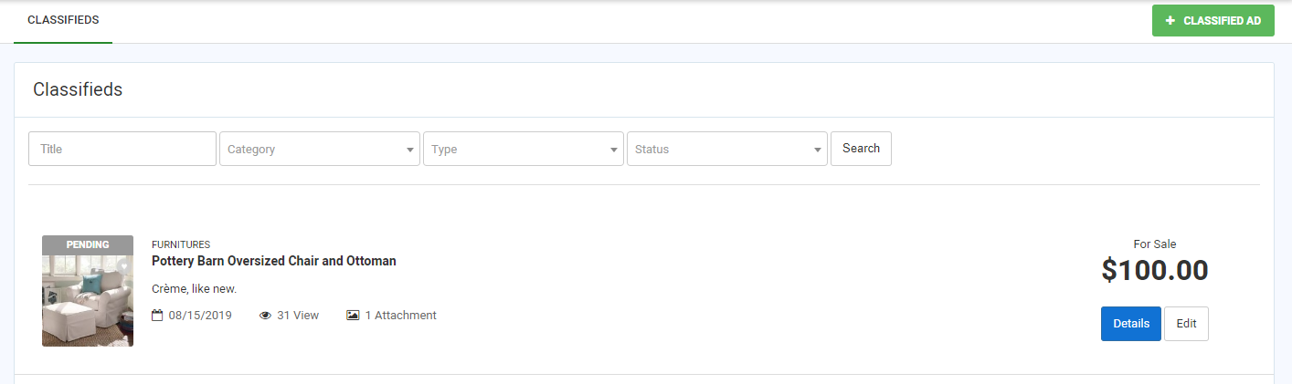 Manager - Creating a Classified Ad