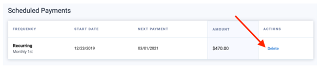 Deleting a Scheduled Payment for a Homeowner – FSPay 3.0