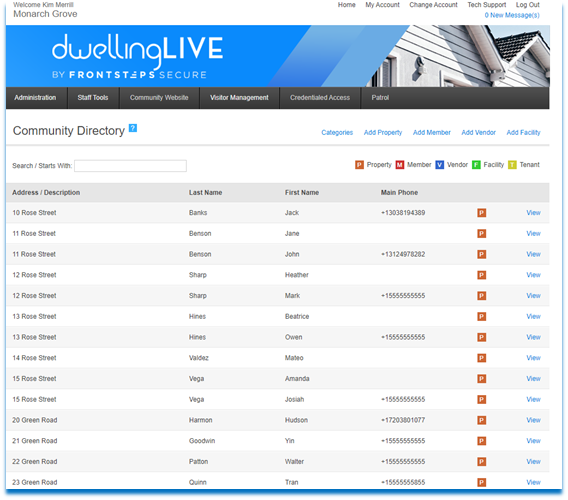 Community Admin-dwellingLIVE- Manage Guests