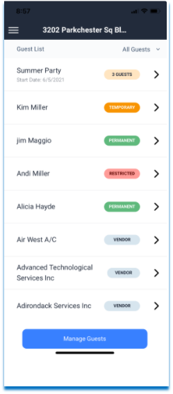 Resident-FRONTSTEPS Mobile App Visitor Management-Manage Guests