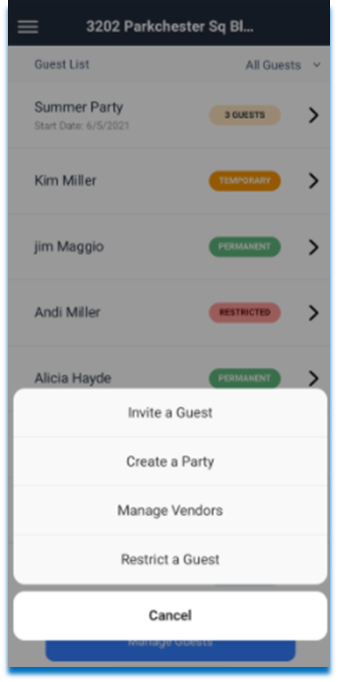 Resident-FRONTSTEPS Mobile App Visitor Management-Manage Guests