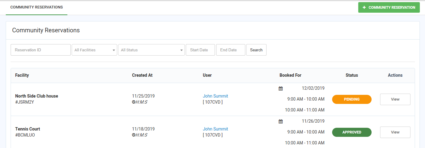 Resident - Reserving a Community Facility