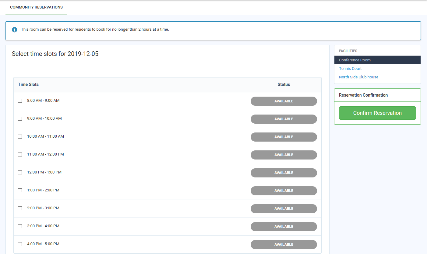 Resident - Reserving a Community Facility