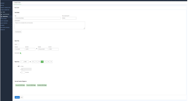 Manager - Creating Recurring Events