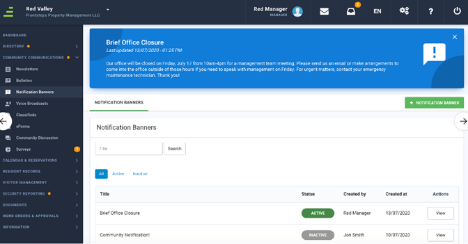 Manager - Notification Banner