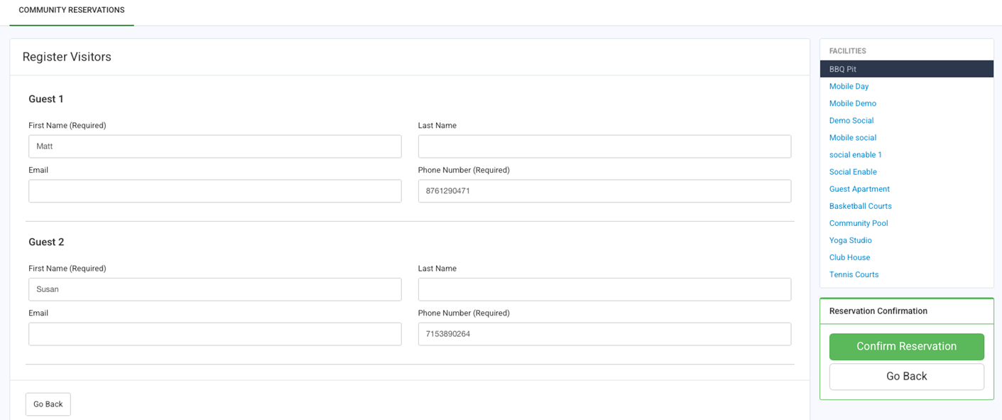 Manager - Facility Reservations Social Distancing Feature