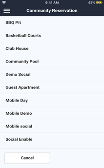 Resident - Mobile App Facility Reservations Social Distancing Feature