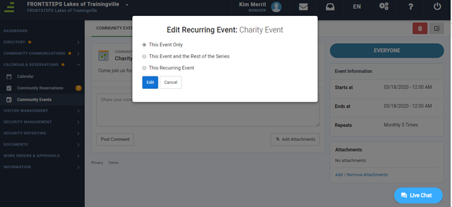 Manager - Editing Recurring Events