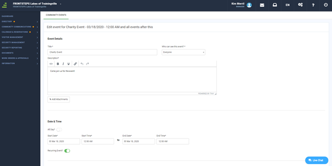 Manager - Editing Recurring Events