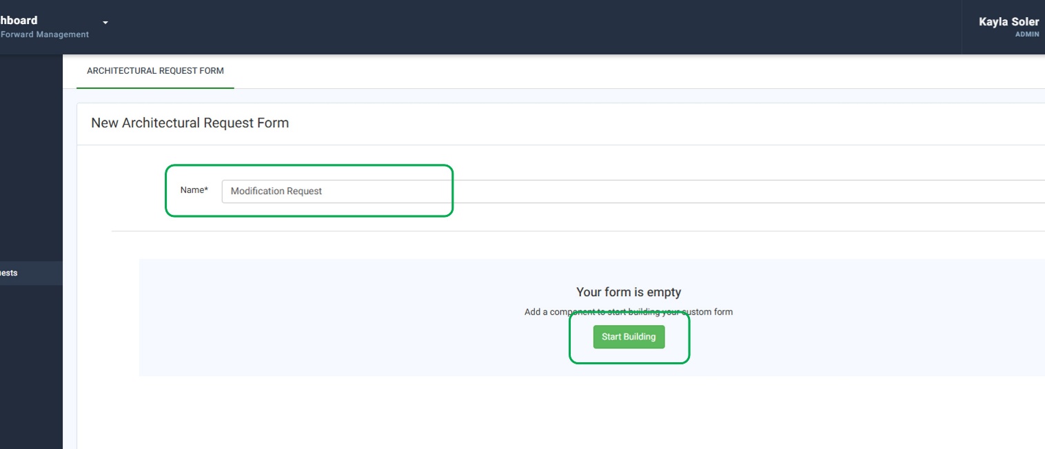 Creating Global Architectural Request Forms
