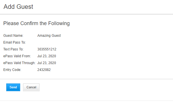 Resident - Sending Guest ePasses Via Text