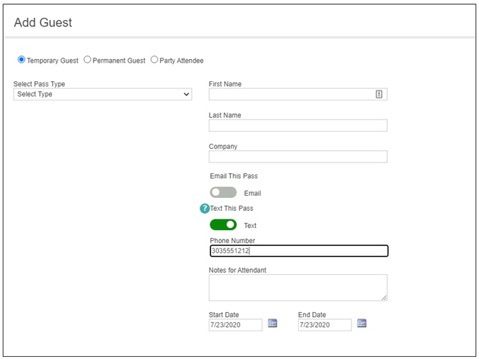 Resident - Sending Guest ePasses Via Text